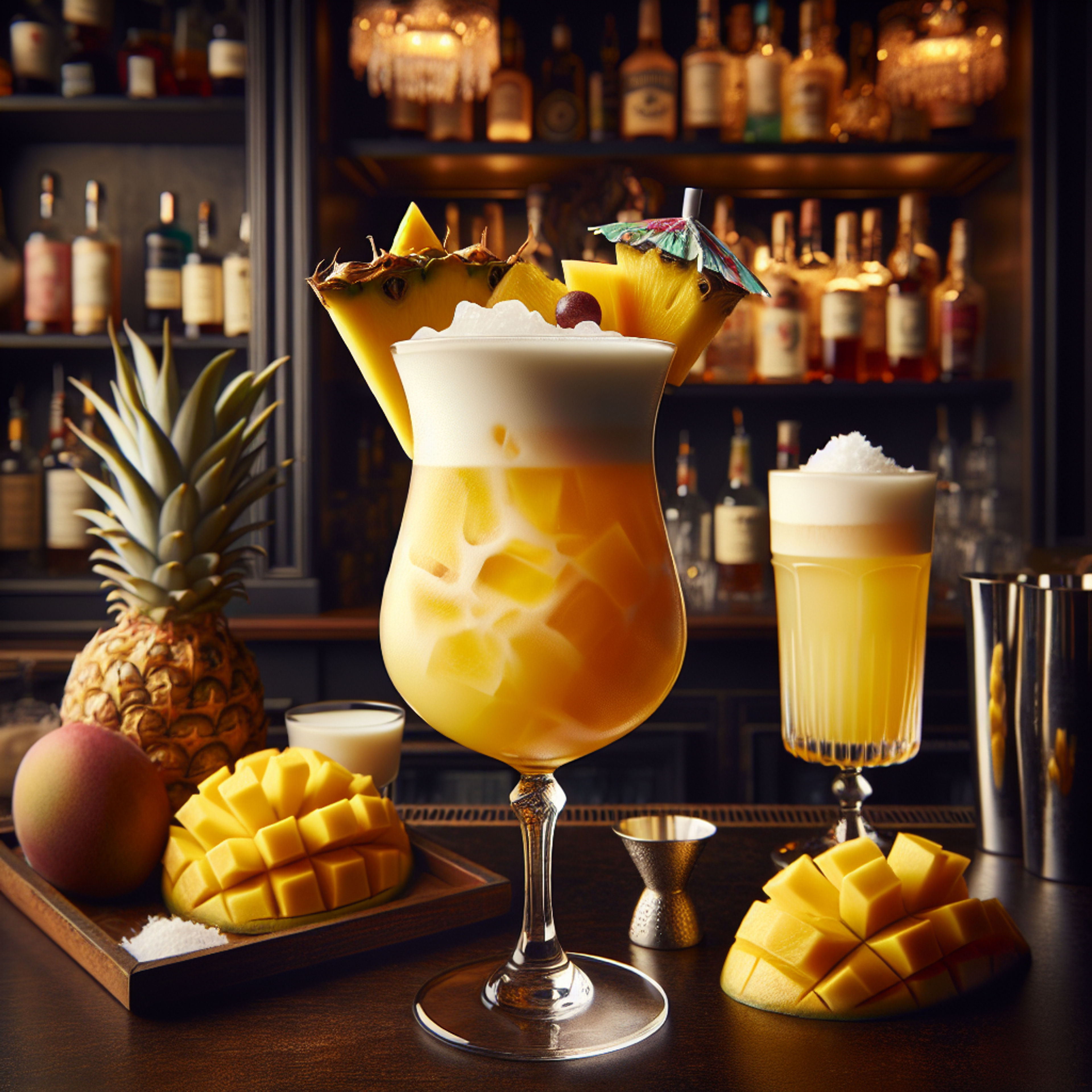 Tropical Symphony, Luxurious tropical cocktail with mango, pineapple ...