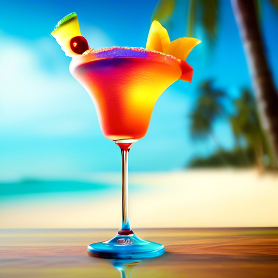 Tropical Twilight Elixir, Exotic tropical cocktail with mint, sweet ...