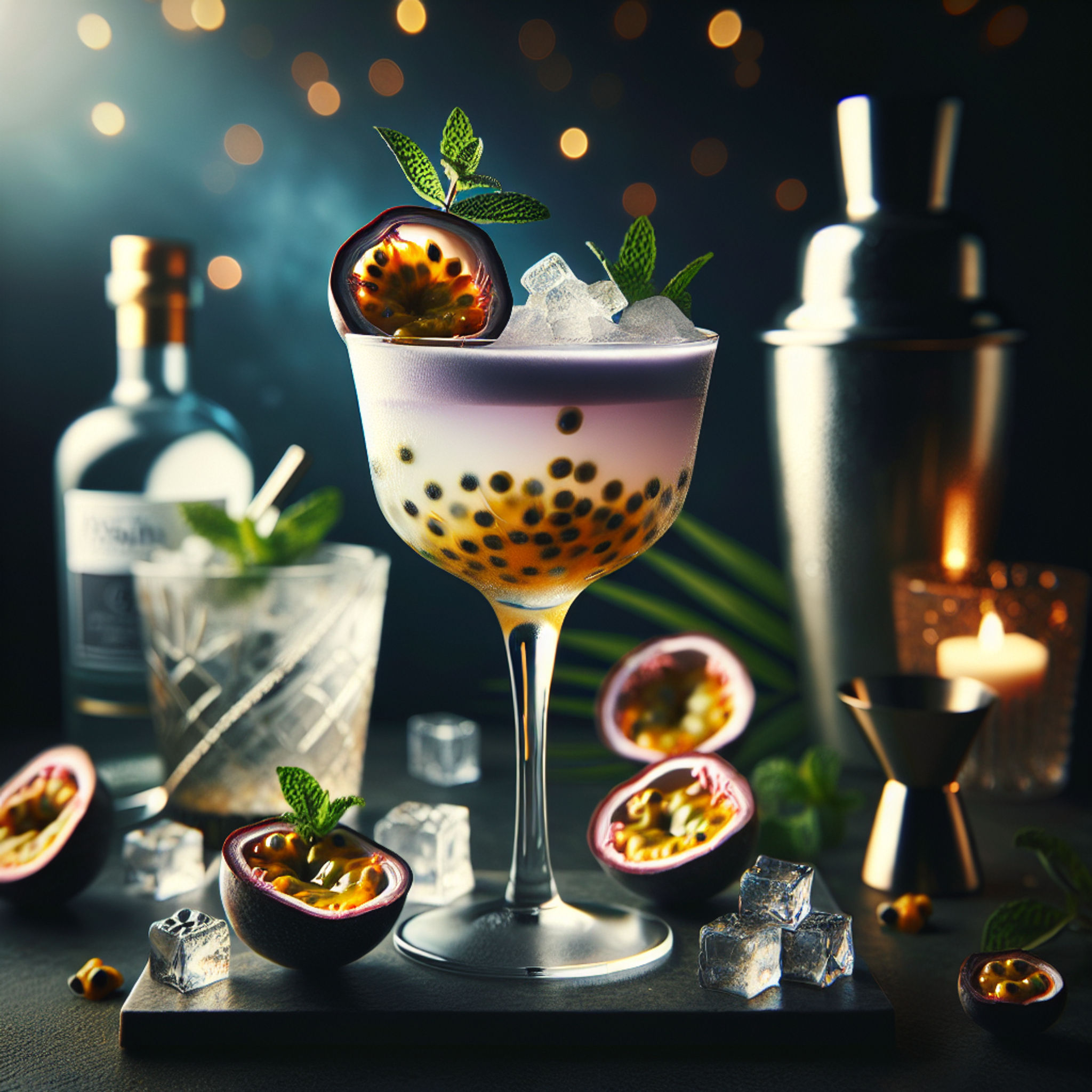 Tropical Twilight Elixir, Exotic cocktail capturing a tropical sunset ...