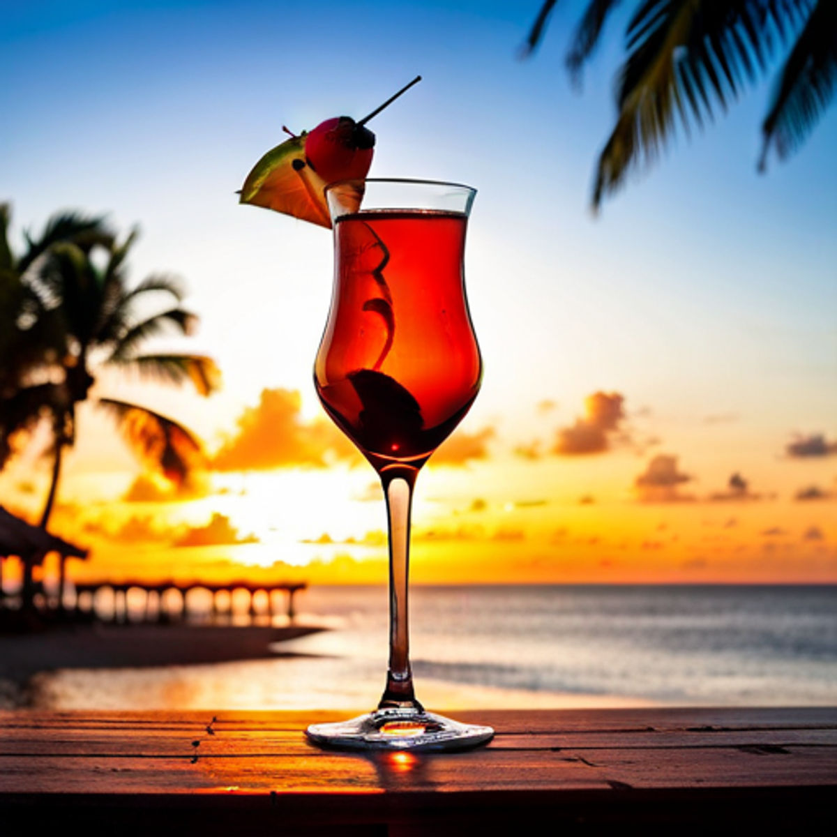 Tropical Twilight Escape, Sophisticated cocktail with aged rum, exotic ...