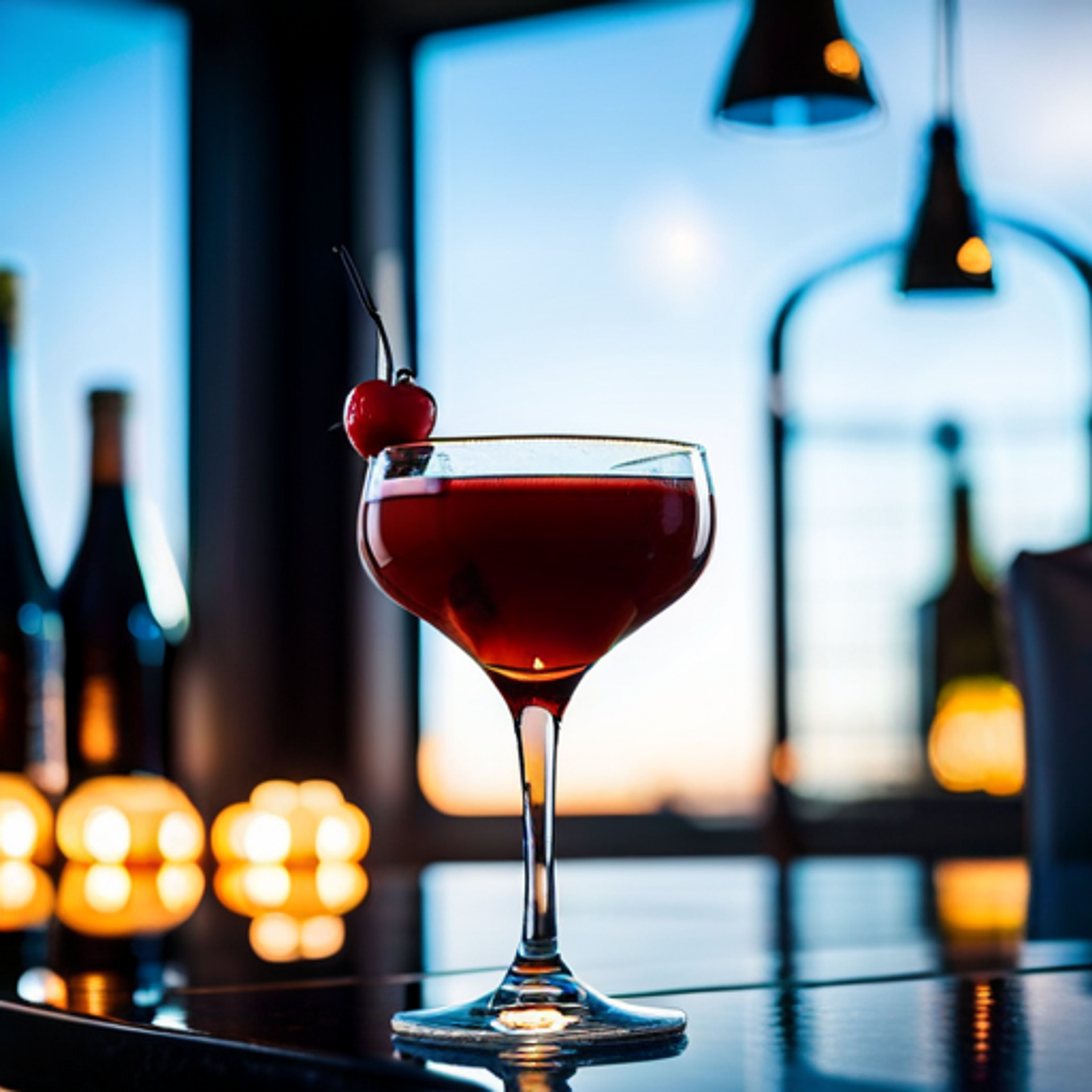 Tropical Twilight, sultry and sophisticated cocktail with dark rum and lime