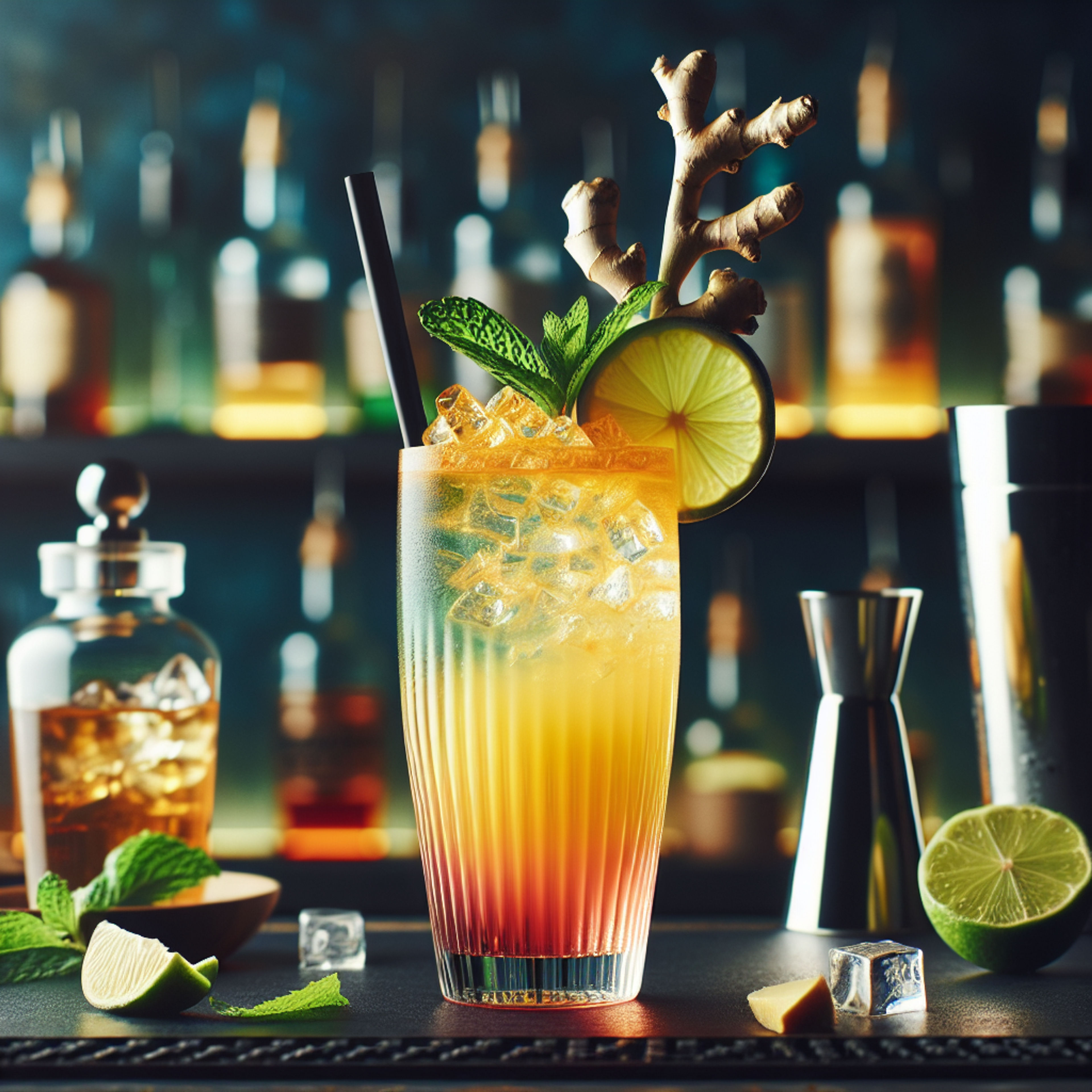 Tropical Zinger, Refreshing tropical cocktail with pineapple, ginger ...