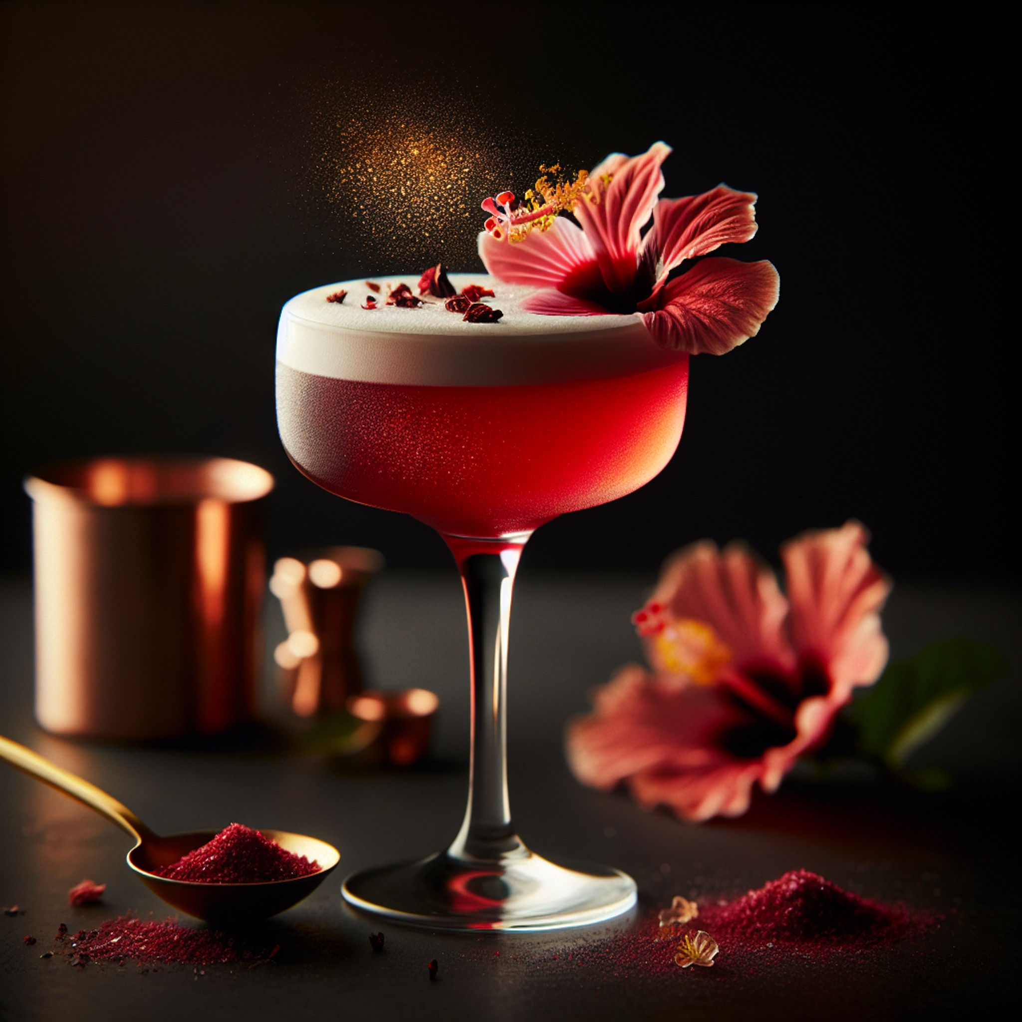 Twilight Bloom, Sophisticated mezcal cocktail with hibiscus and modern ...
