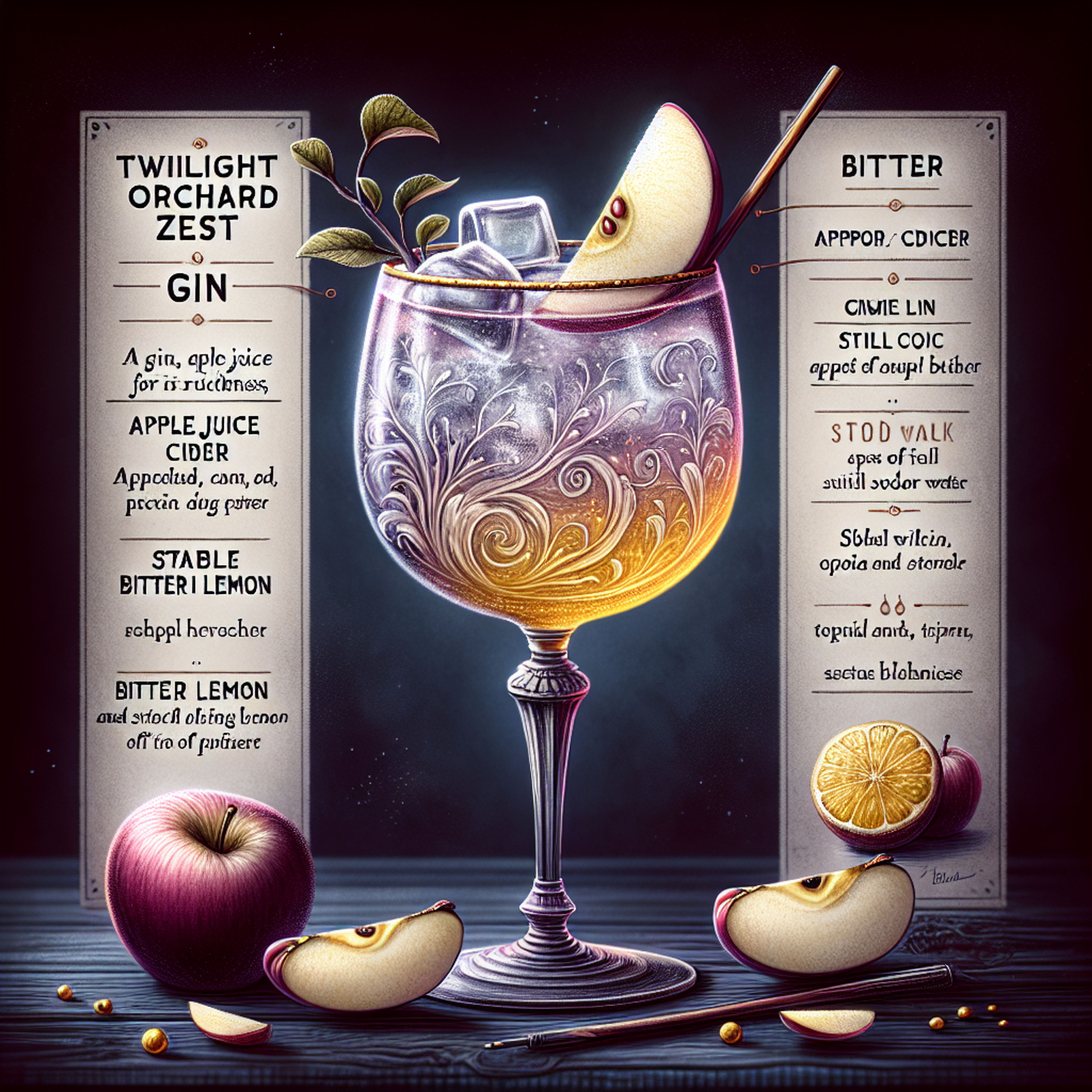 Twilight Orchard Zest, Refreshing apple gin cocktail with effervescence ...