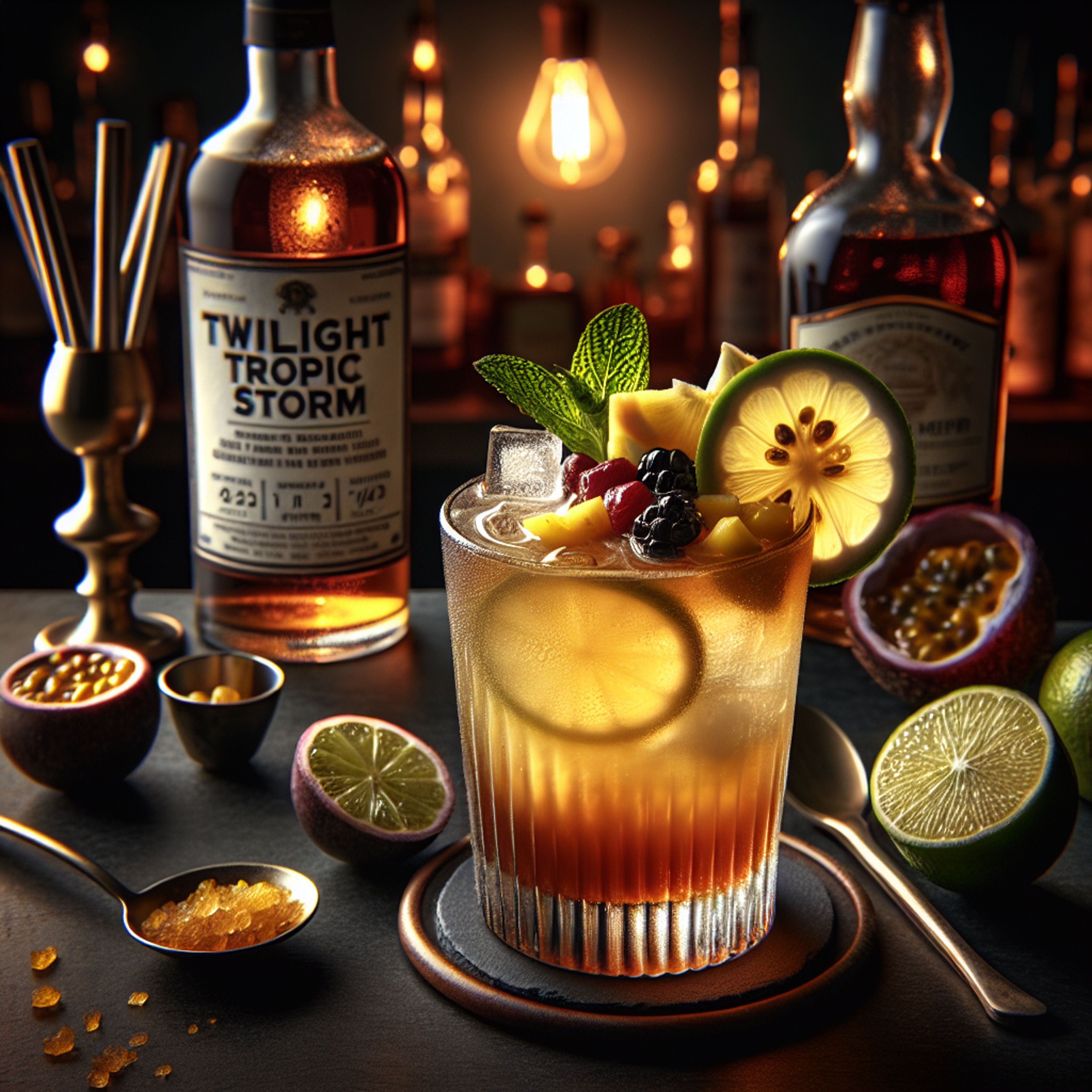 Twilight Tropic Storm, Refreshing and complex cocktail with spiced rum ...