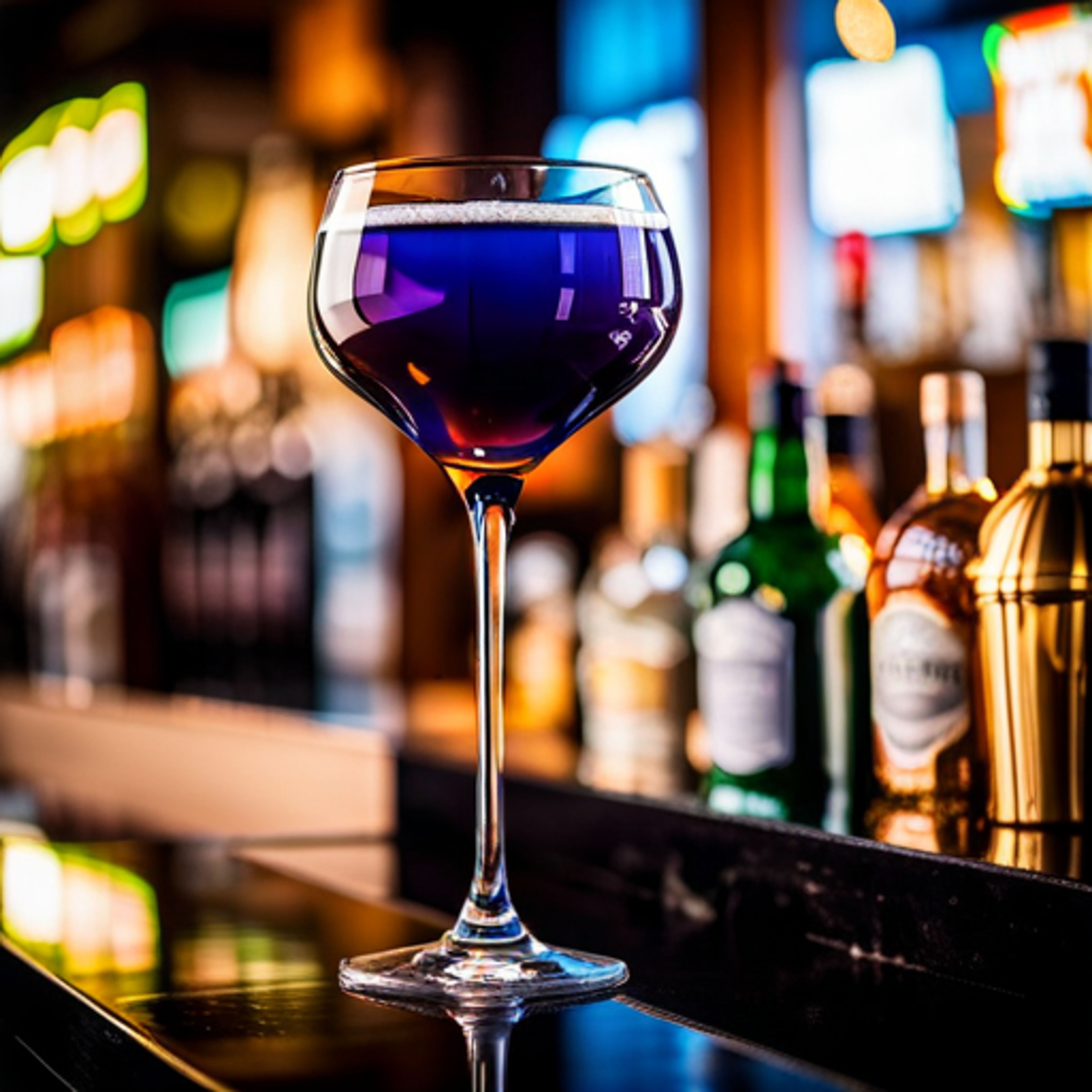 Violet Twilight, Mesmerizing cocktail with absinthe and violet liqueur