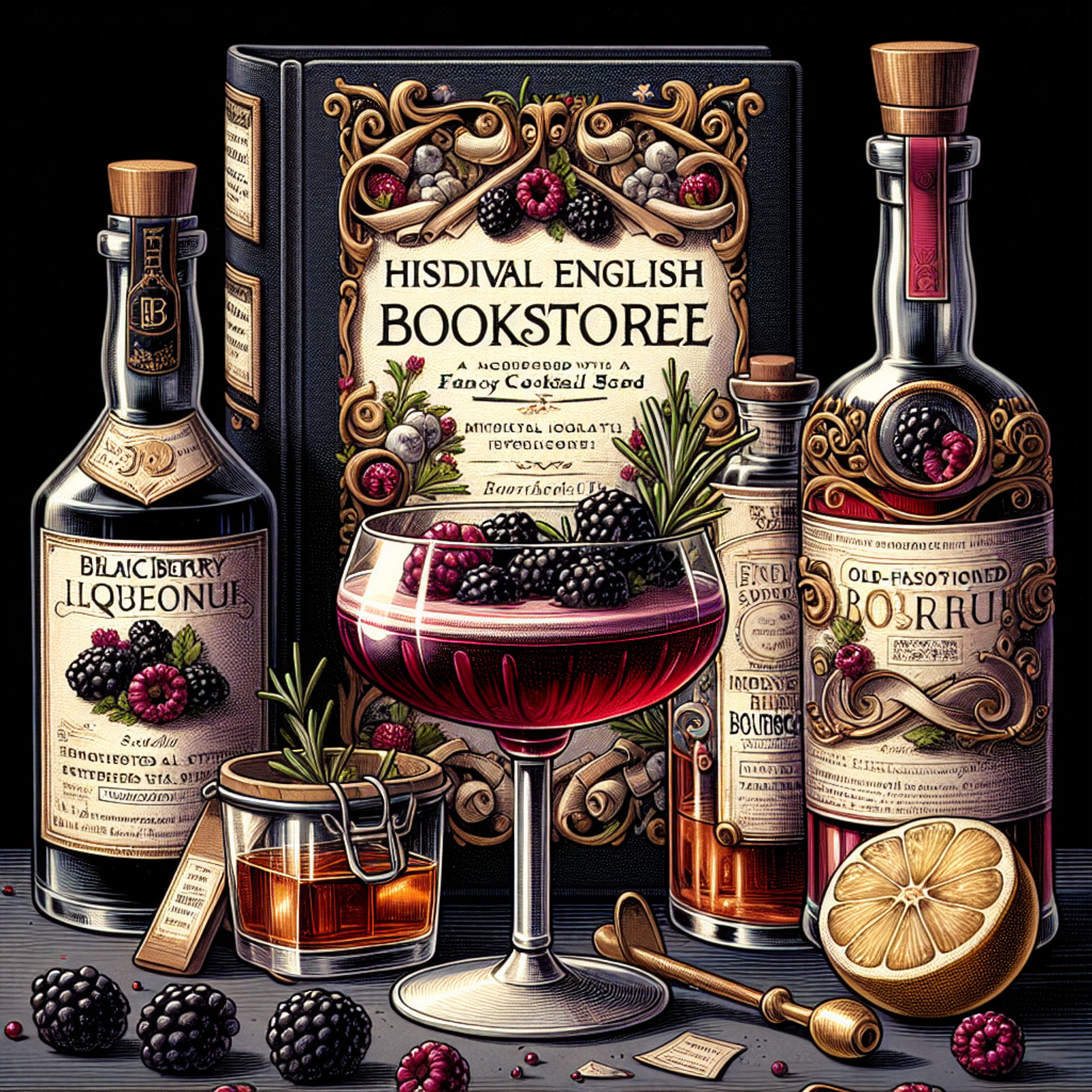 Ye Olde Quill & Ink Elixir, Medieval-inspired cocktail with dark berry ...