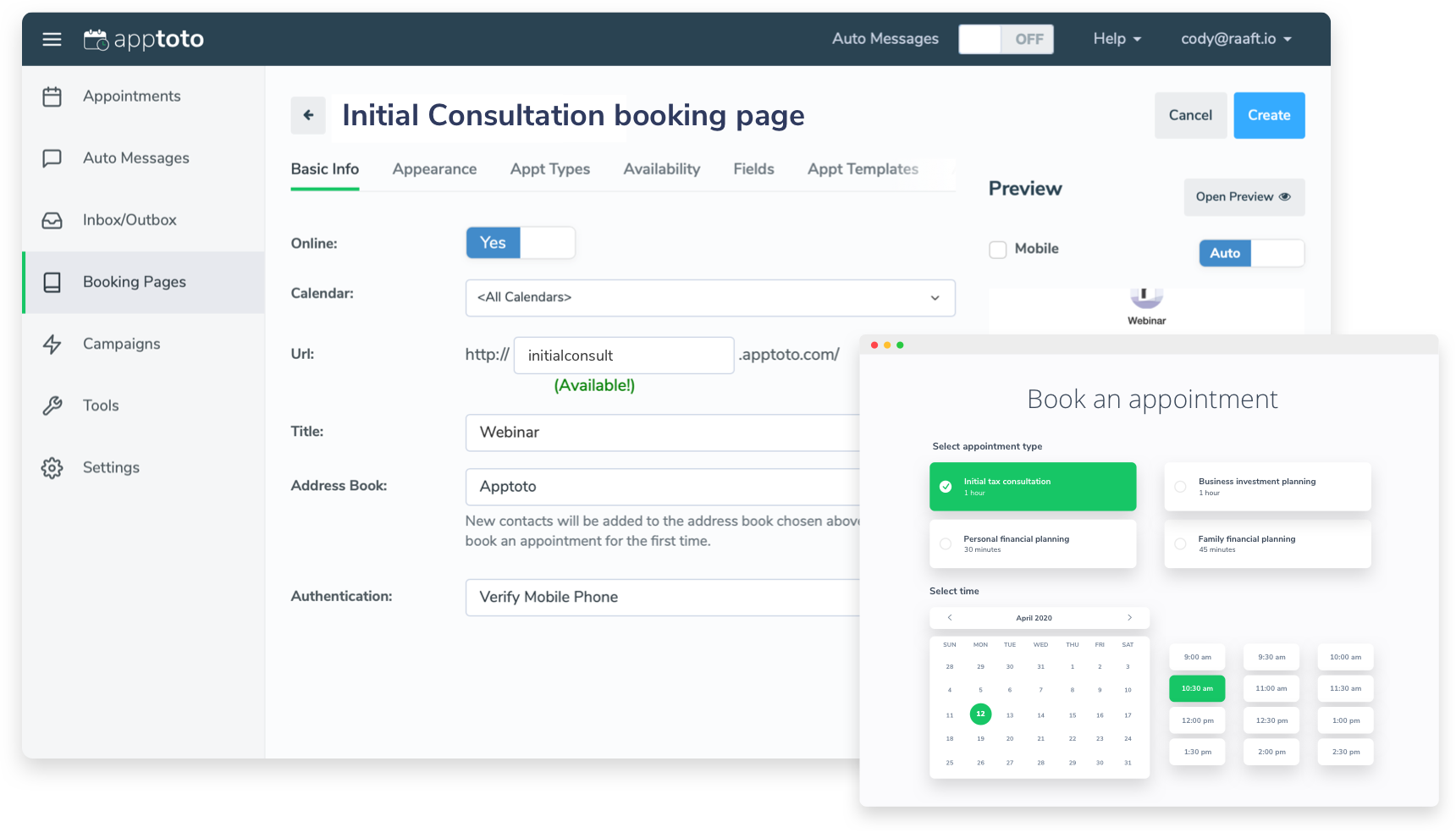 Appointment Reminders System, Online Booking - Apptoto