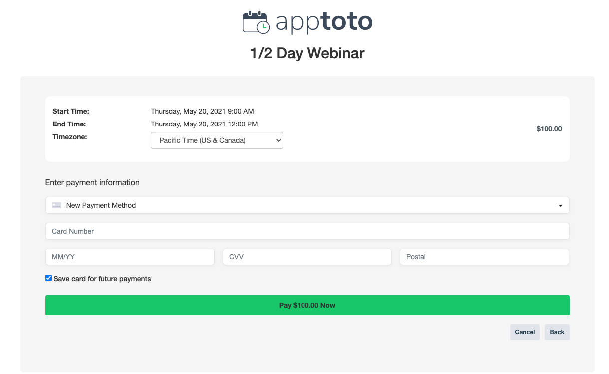 Collect Payments via Sign Up Pages | Apptoto