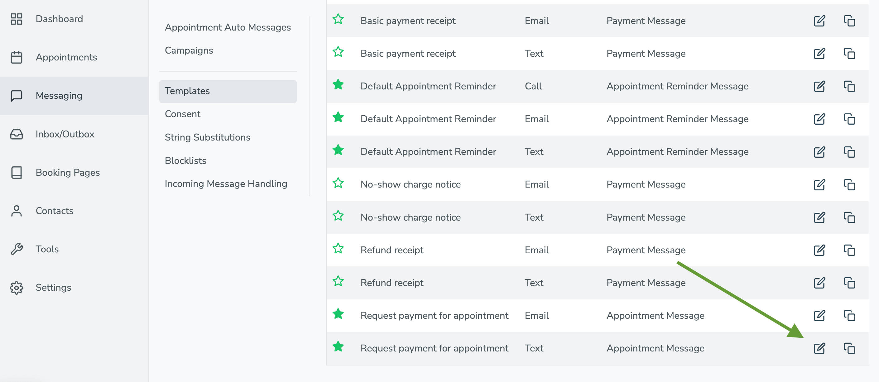 Managing and Editing Payment Message Templates | Apptoto