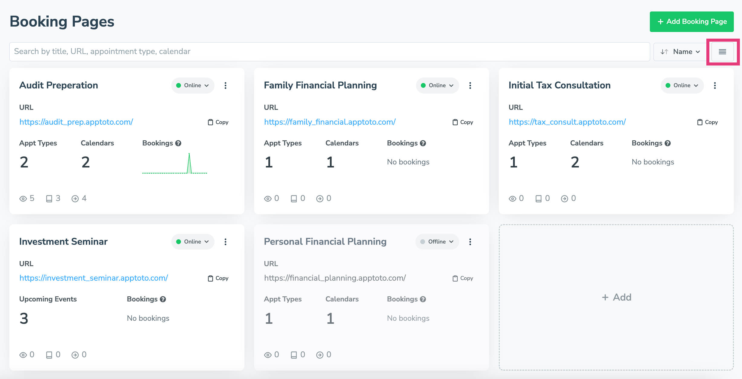 All Booking Page View