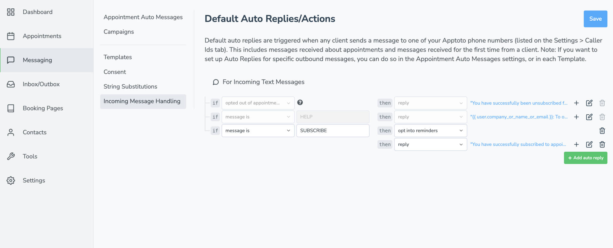 Incoming Text Message Handling for Client Responses