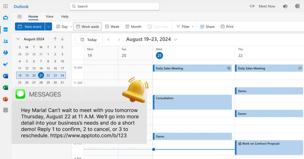 How to Send SMS Reminders for Outlook Calendar Appointments