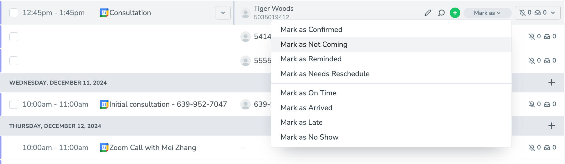 Appointment Reminder Statuses
