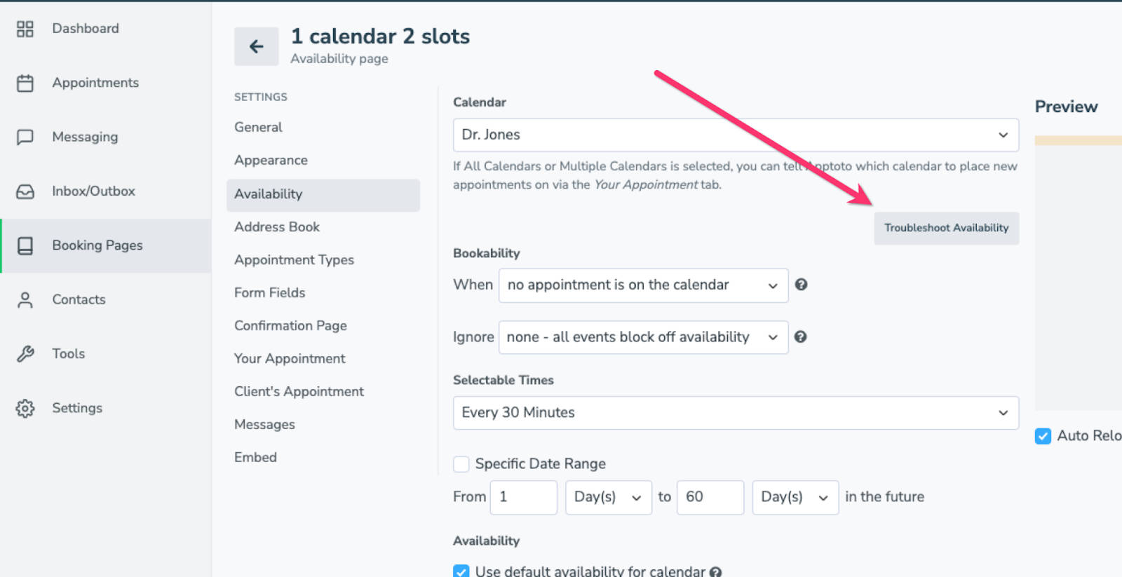 Fix Appointment Availability Issues - “Troubleshoot Availability” Tool