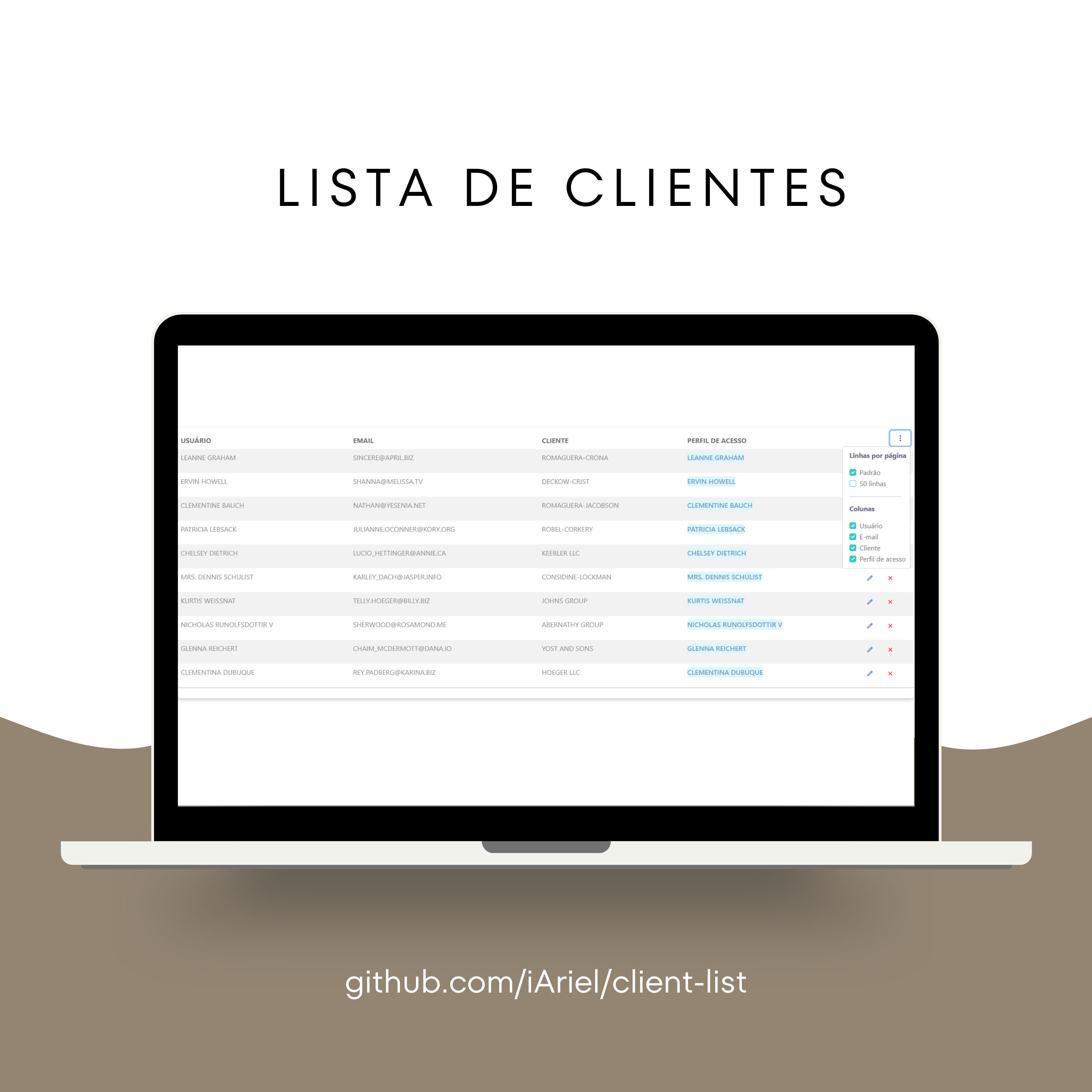 GitHub - iAriel/client-list: Projeto feito para simular lista de ...