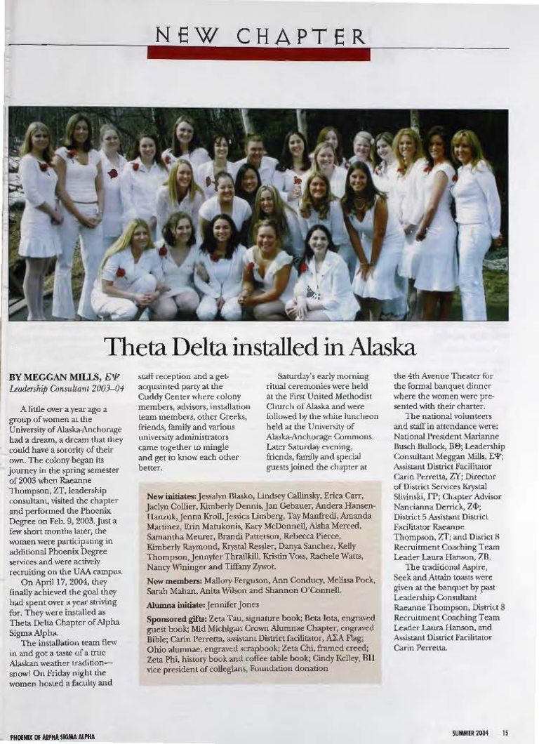 Theta Gamma and Theta Delta installed - Alpha Sigma Alpha