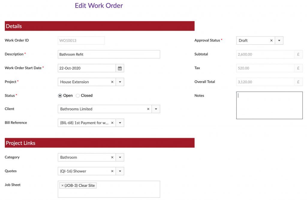 Work Orders | Track costs for each job