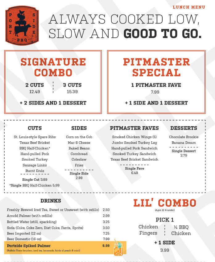 Portside BBQ Menu Royal Caribbean Cruise Lines