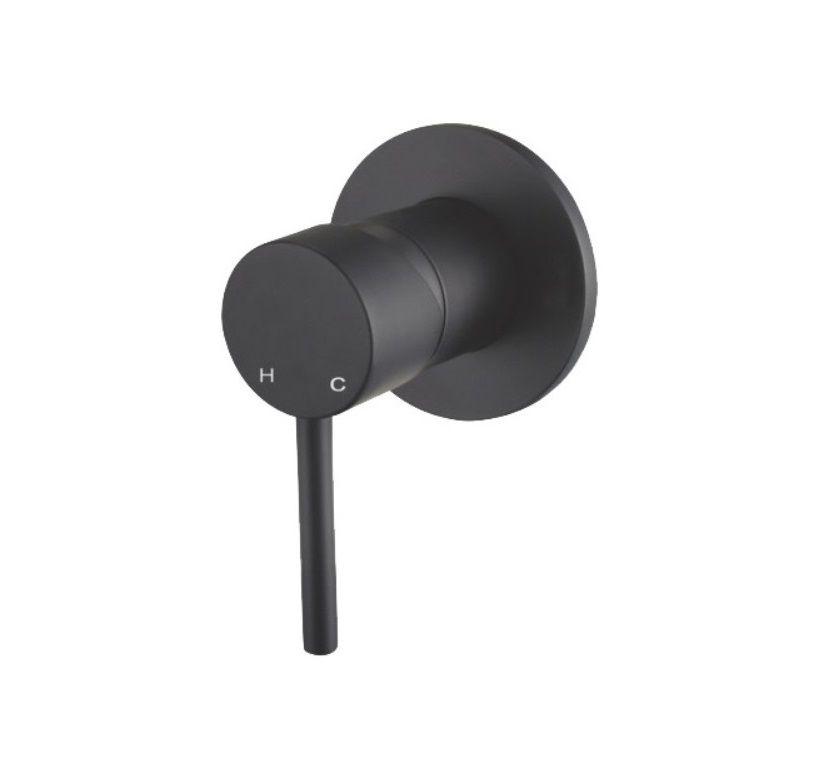 ASL70W-60 Black Round Shower Mixer – 64mm Plate | Melbourne Bathroom