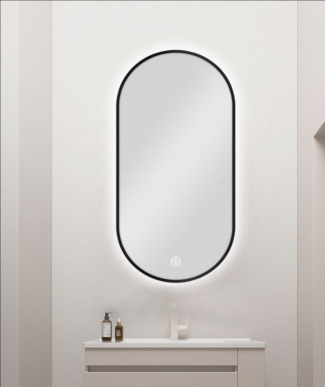 TS Framed Oval LED Mirror 450x900mm - 4 Colours - Melbourne Bathroom Shop