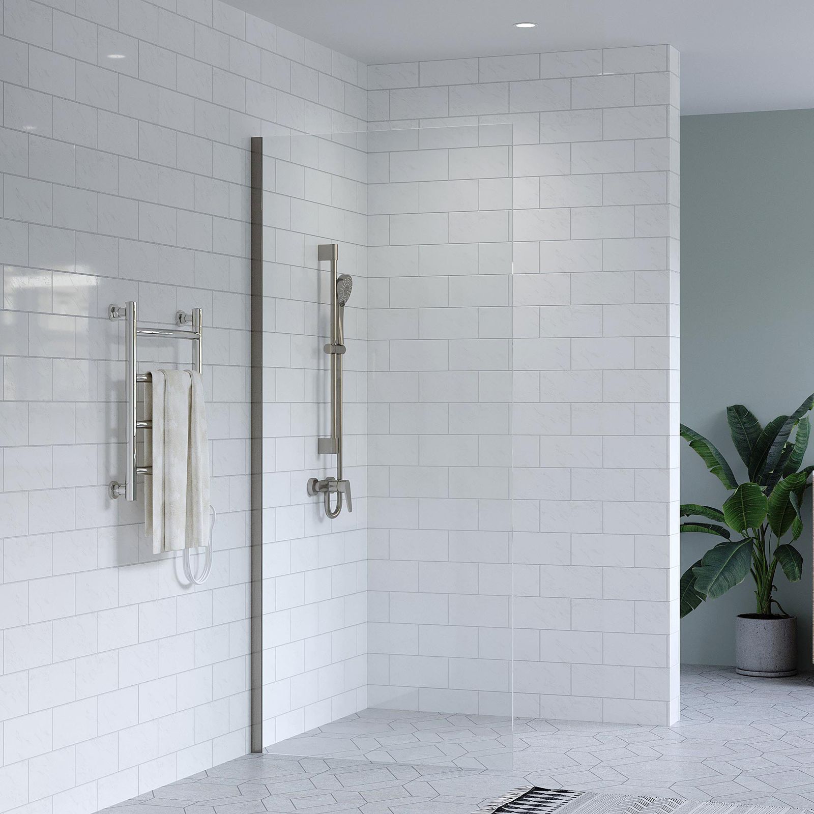 SS0817 - Gun Metal Walk In Shower Screen - 1000mm - Melbourne Bathroom