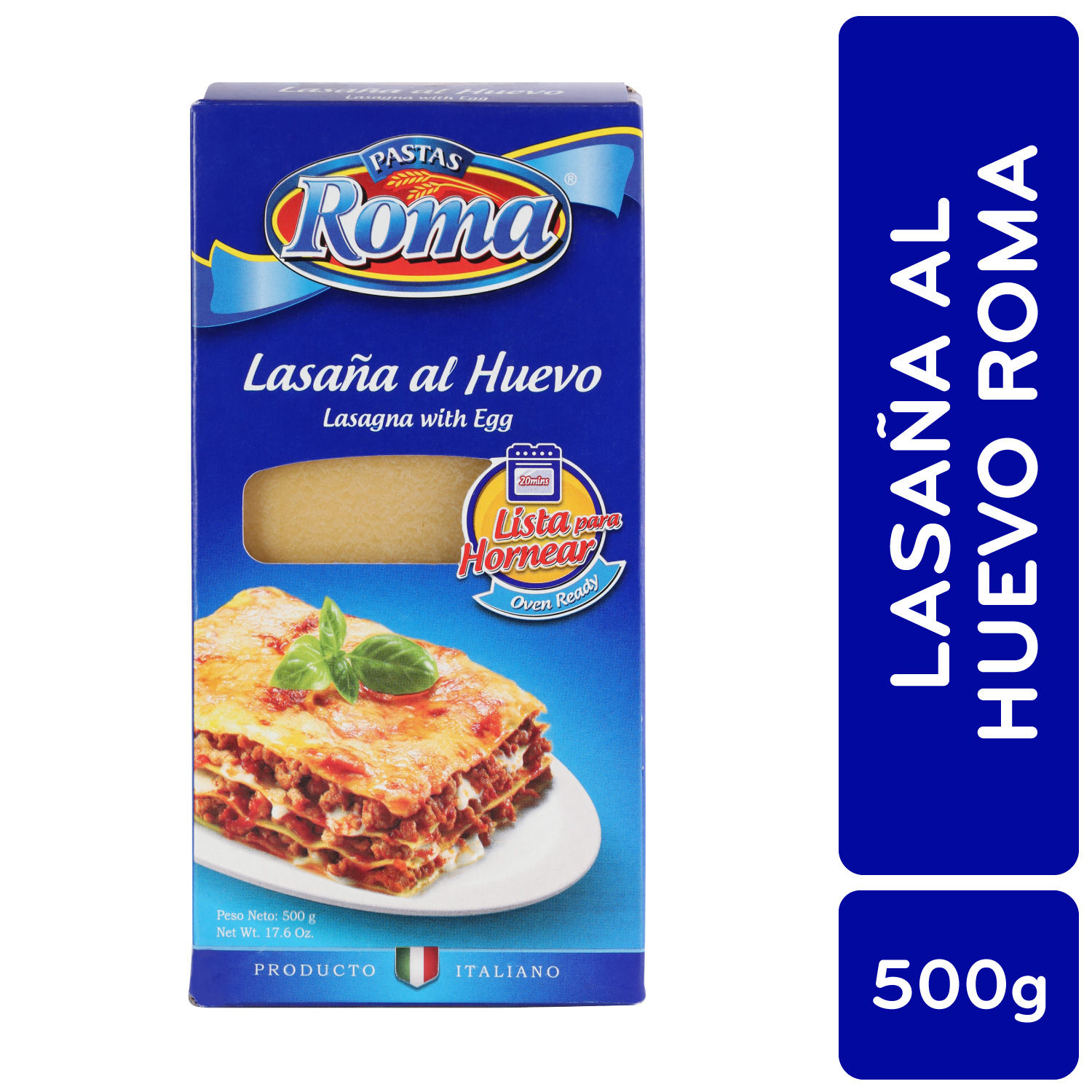Pasta Alimenticia Lasagña Precocida Huevo Roma Caja 500 G | Auto Mercado