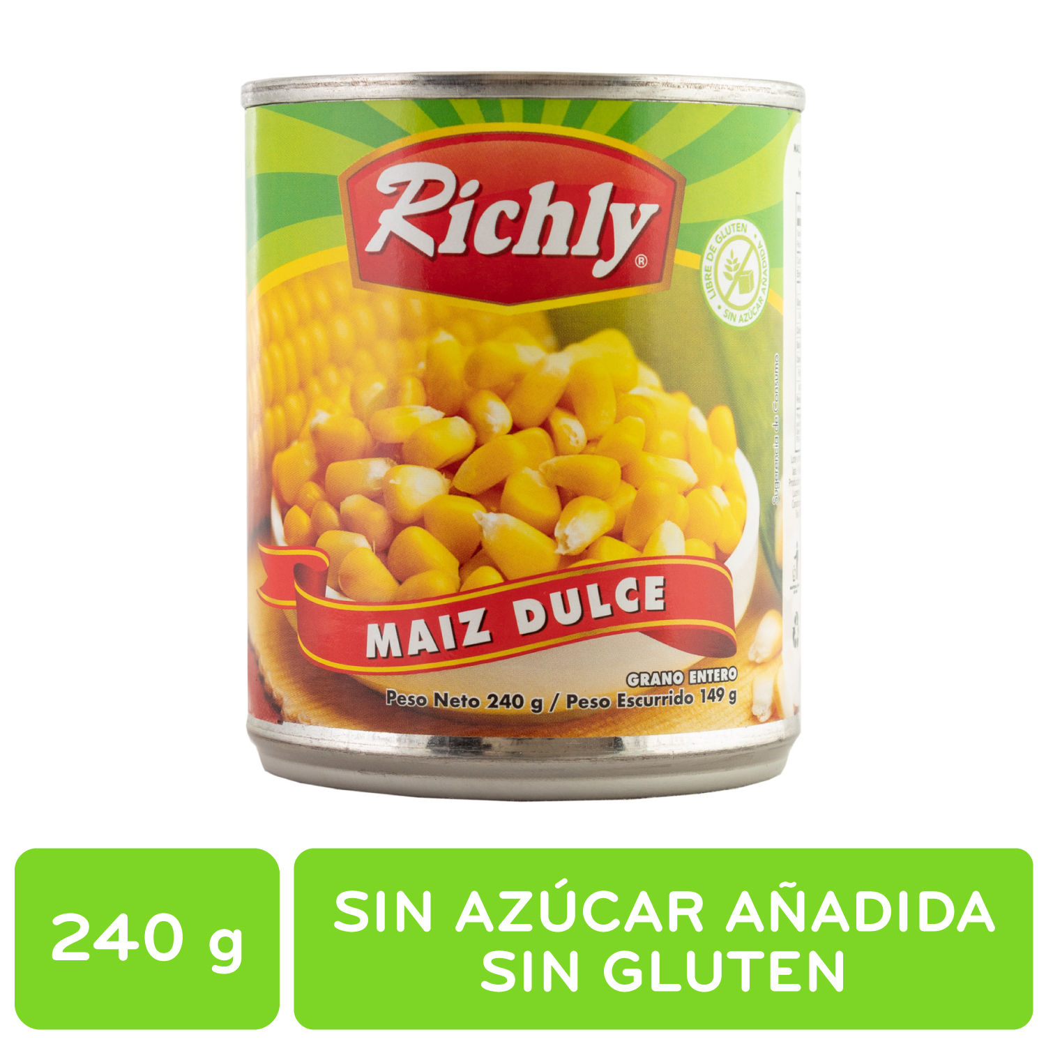 Maiz Entero Dulce Richly Lata 240 G | Auto Mercado