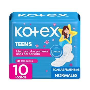 Toalla Intima Regular Con Alas Teens Kotex Paquete 10 Unid | Auto Mercado