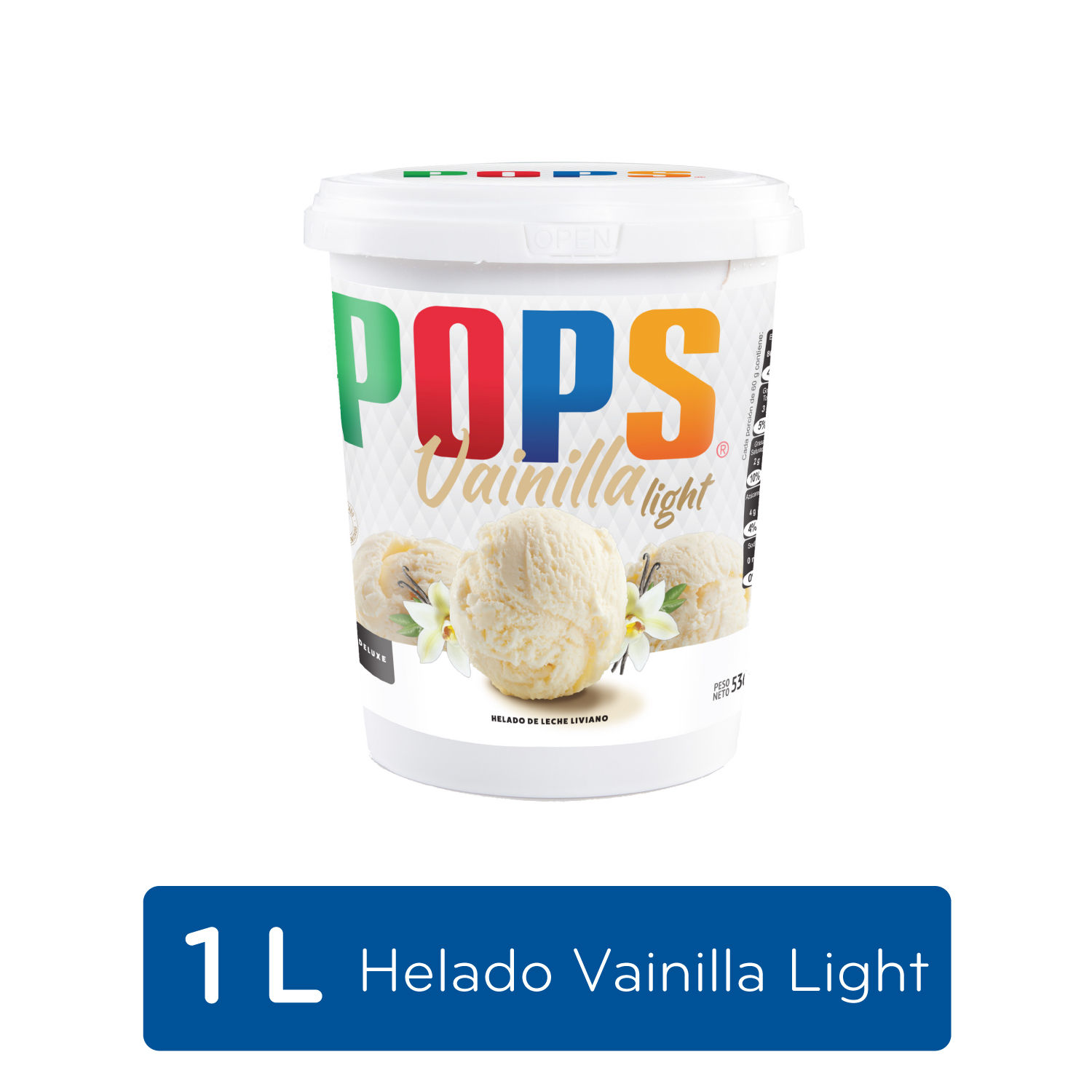 Helado Vainilla Light Pops Envase 536 G | Auto Mercado