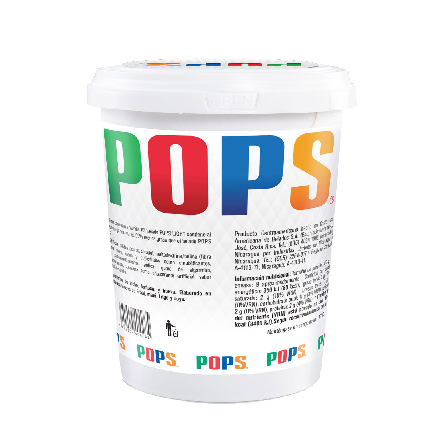 Helado Vainilla Light Pops Envase 536 G | Auto Mercado