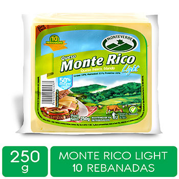 Queso Monte Rico Light Rebanado 10u Monteverde | Auto Mercado