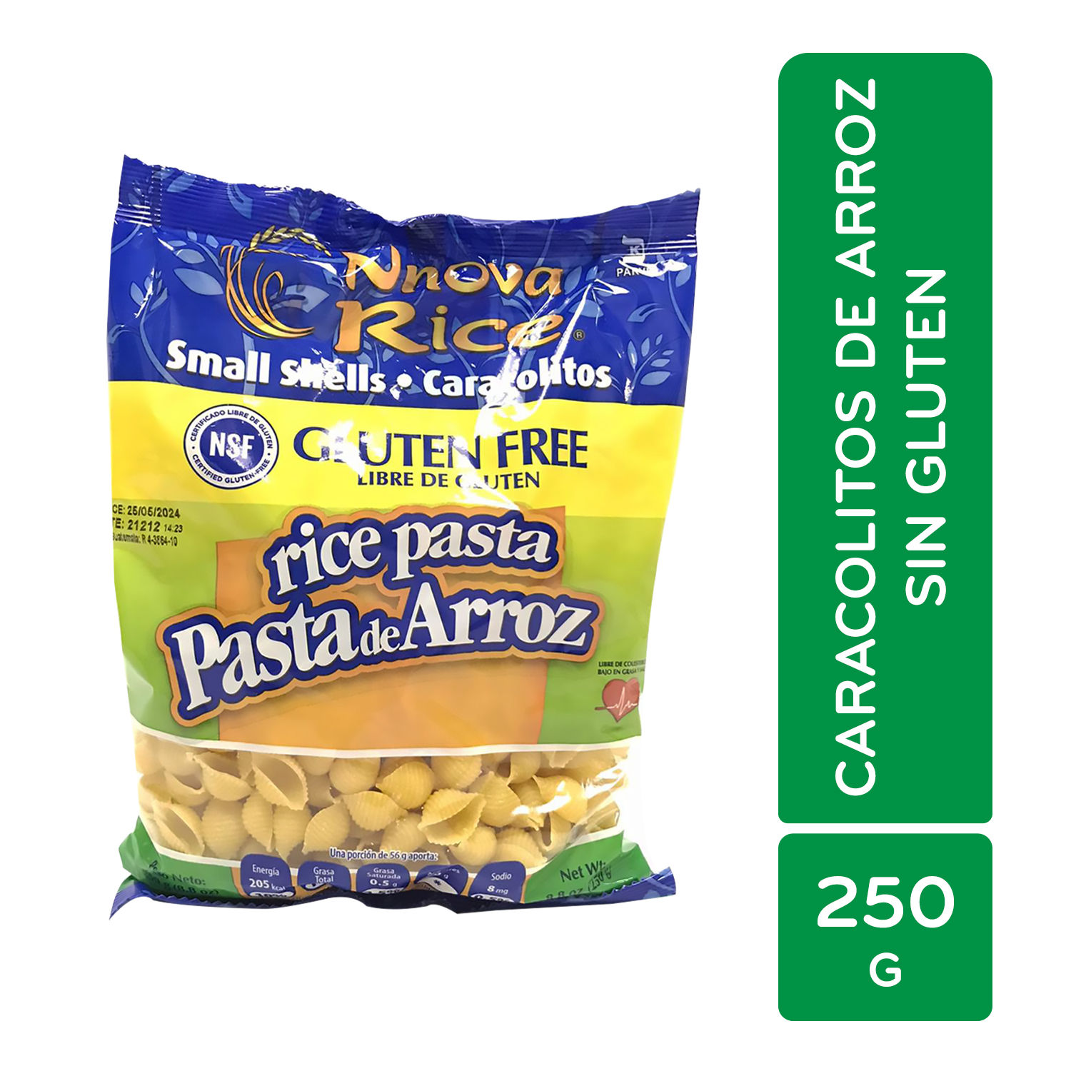 Pasta Alimenticia Caracol Arroz Sin Gluten Nnova Rice Caja 250 G | Auto ...