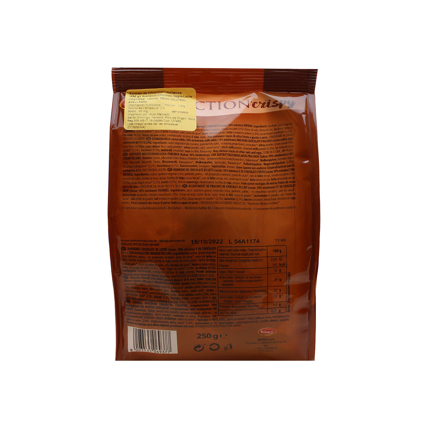 Chocolate Bombon Latte Fondue Witors Paquete 250 G | Auto Mercado