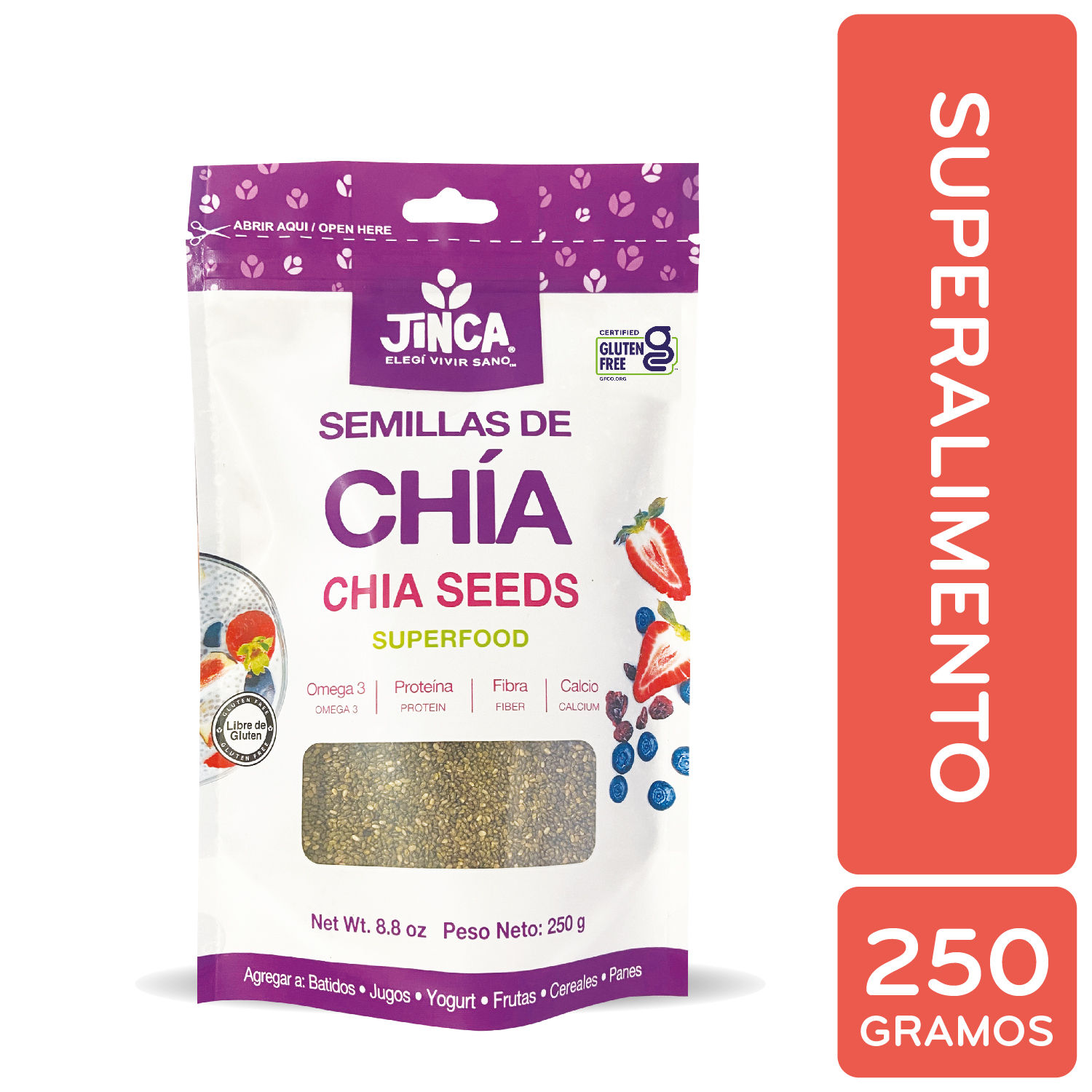Chia Entera Sin Gluten Jinca Foods Paquete 250 G | Auto Mercado