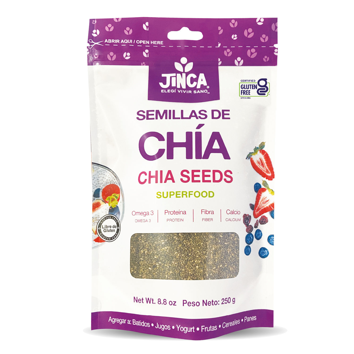 Chia Entera Sin Gluten Jinca Foods Paquete 250 G | Auto Mercado