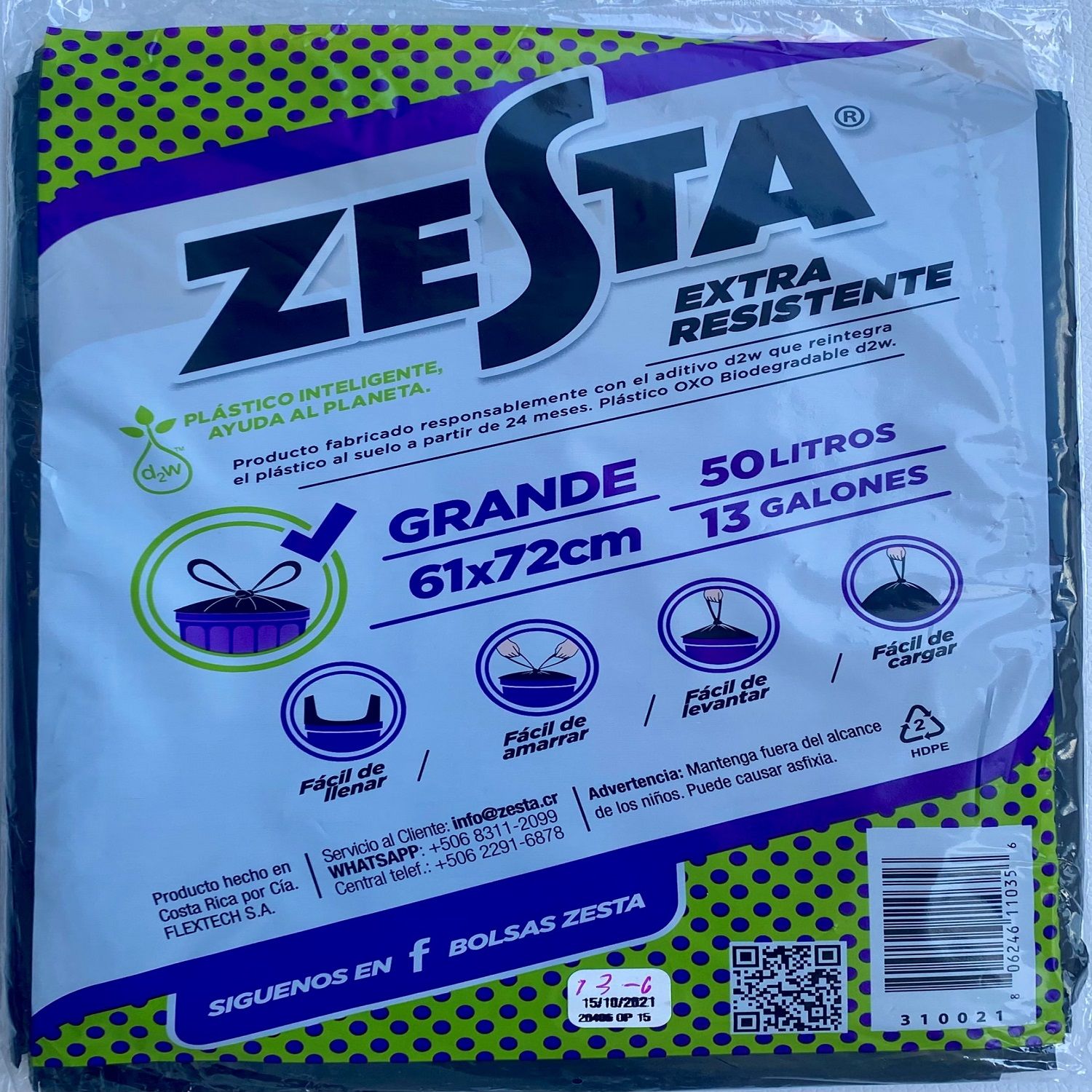 Bolsa Basura Grande Negra Agarradera Zesta Bolsa 9 Unid | Auto Mercado