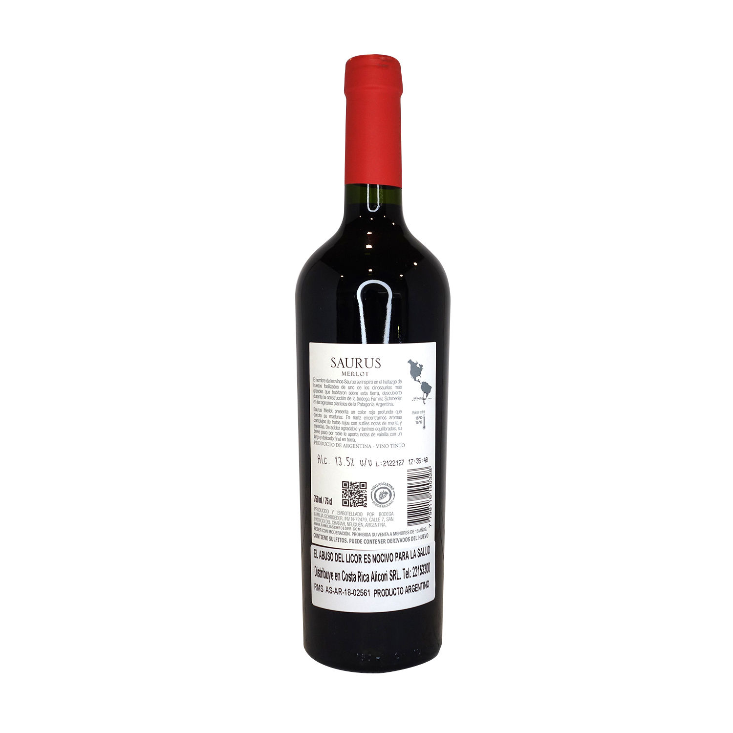 Vino Tinto Argentina Merlot Saurus Botella 750 Ml | Auto Mercado
