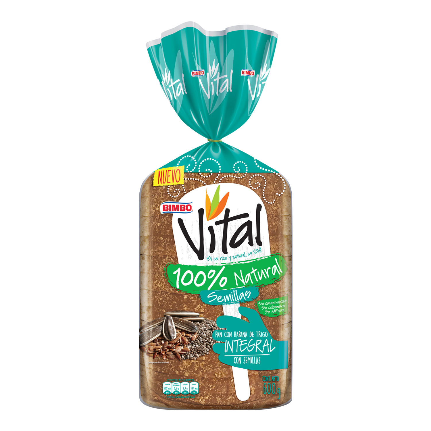 Pan Empacado Integral Semillas Bimbo Paquete 600 G | Auto Mercado