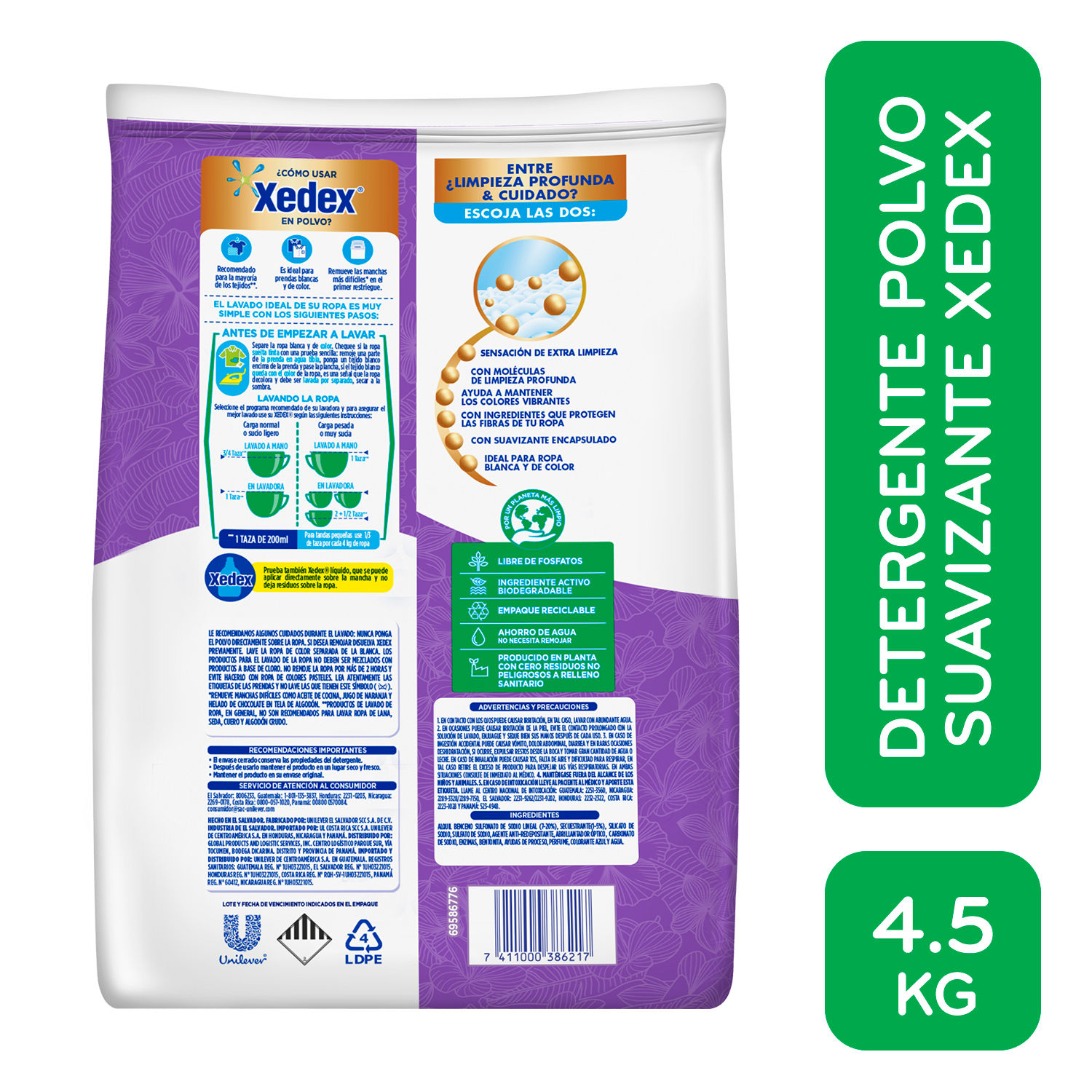 Detergente Polvo Violetas Suavizante Xedex Bolsa 4.5 Kg | Auto Mercado