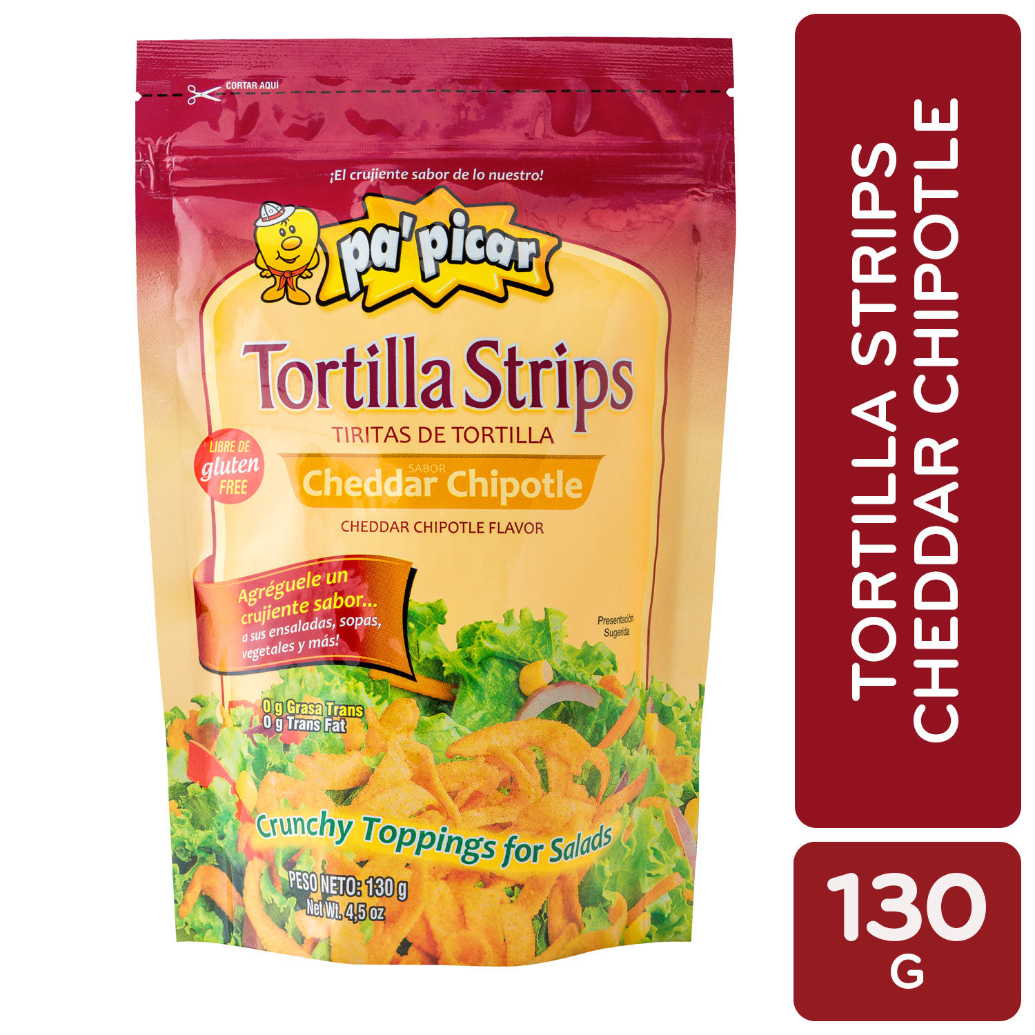Tortilla Cheddar Strips Papicar Paquete 130 G | Auto Mercado