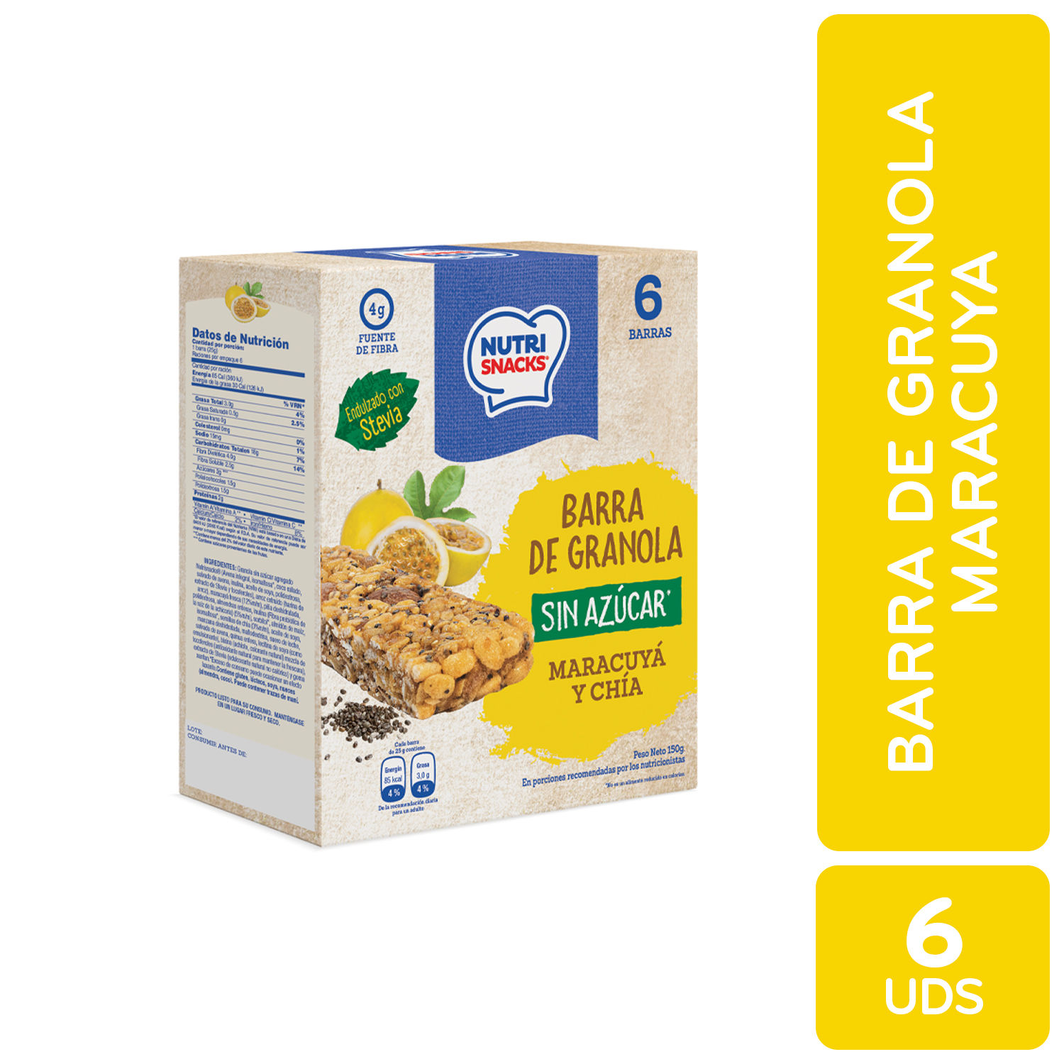 Barra Granola Maracuya Chia Nutrisnacks Caja 150 G | Auto Mercado