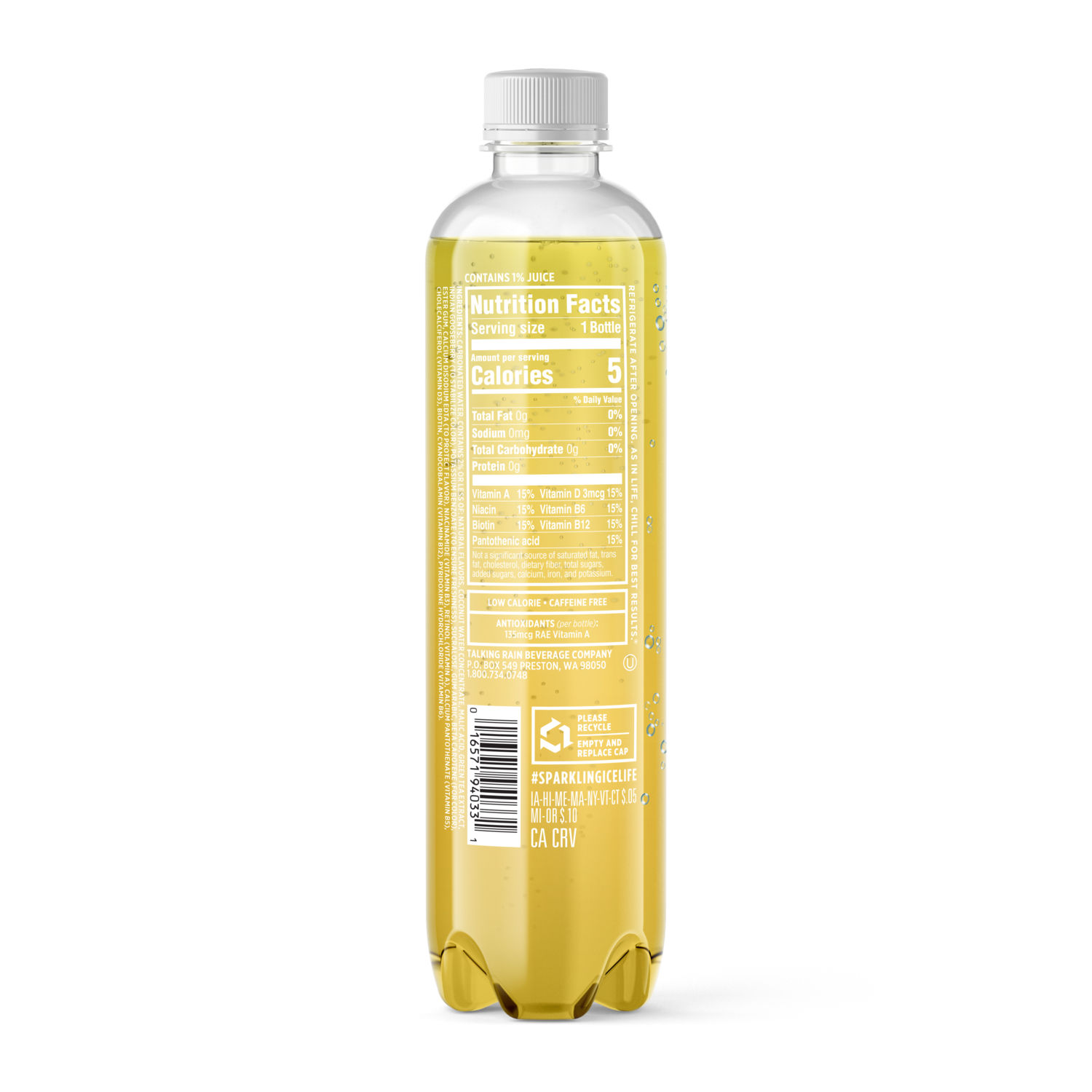 Agua Gasificada Saborizada Coco Piña Sparkling Ice Botella 502.8 Ml ...