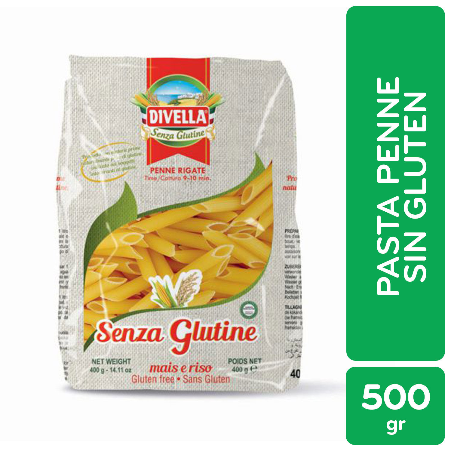 Pasta Alimenticia Pluma Sin Gluten Divella Paquete 400 G | Auto Mercado