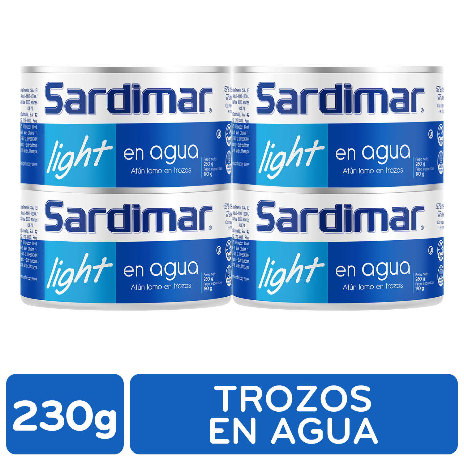Atun Lomo Trozos Agua Light 4u Sardimar Paquete 920 G | Auto Mercado