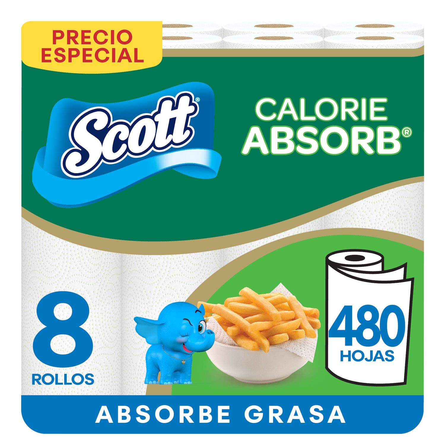 Toalla De Cocina Absorcion Superior Calorie Absorb 60h 8u Scott Paquete ...