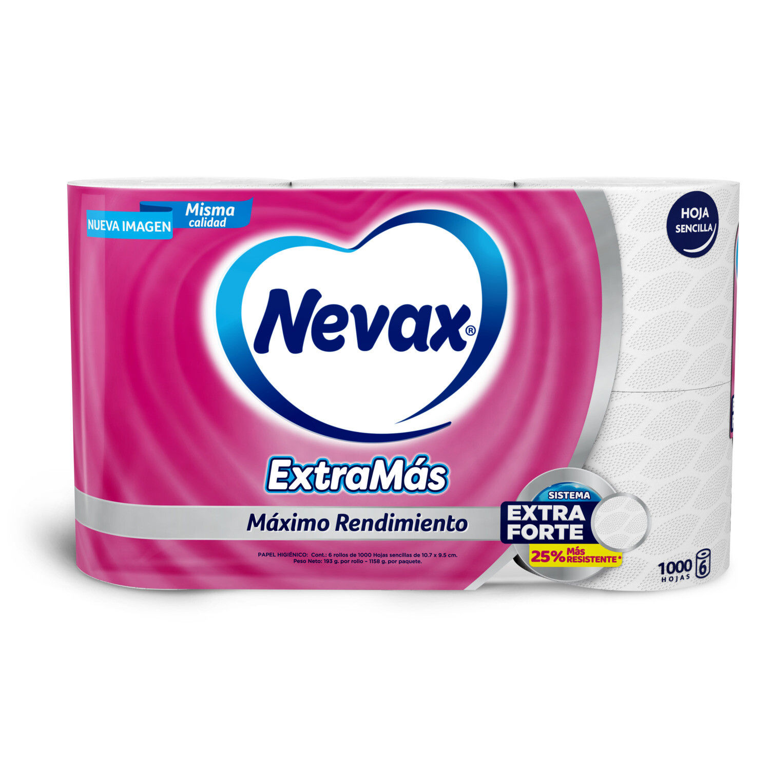 Papel Higienico Una Hoja Extramas 6u Nevax Paquete 1150 G | Auto Mercado