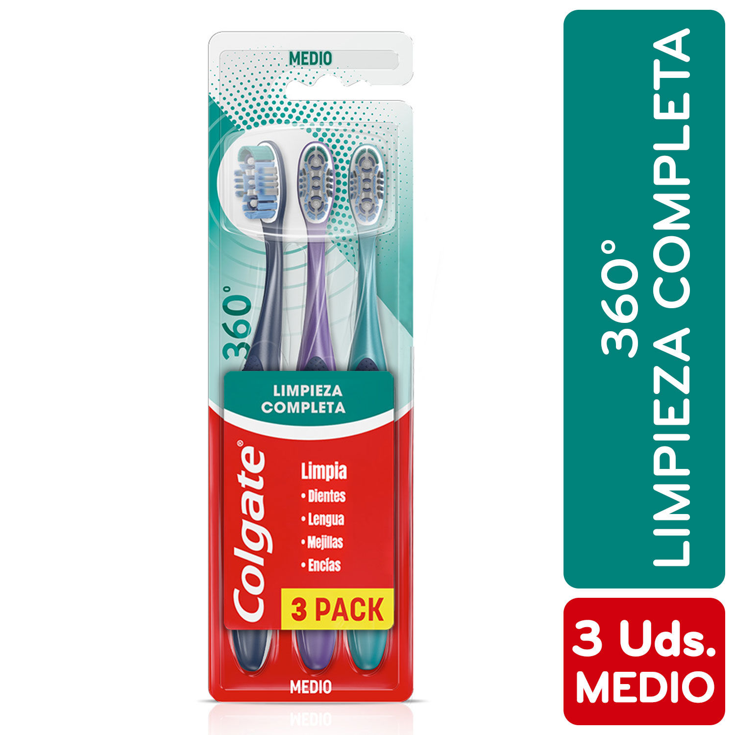 Cepillo Dental Clasico 360 Mediano Colgate Blister 3 Unid | Auto Mercado