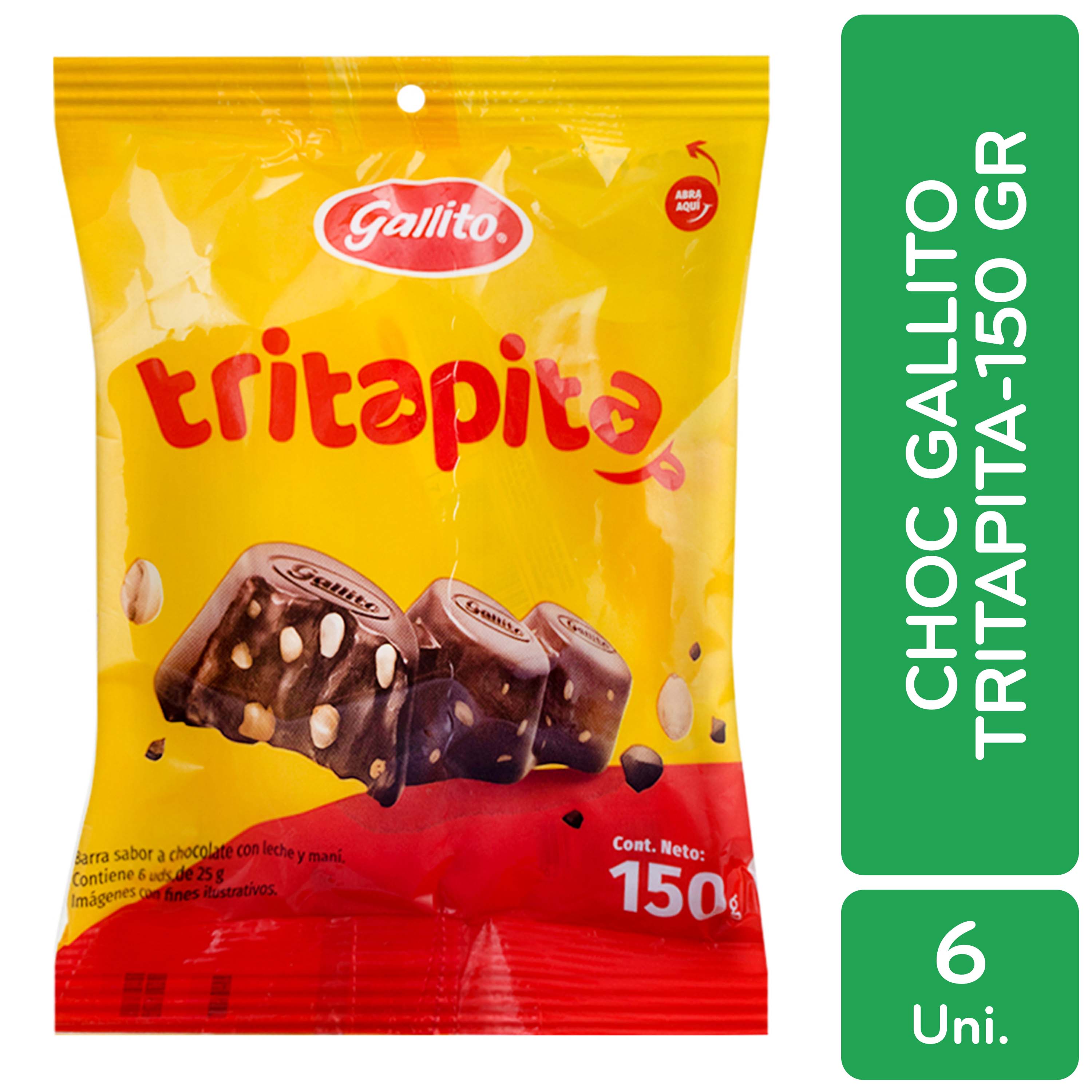 Chocolate 6 U Tri Tapita Gallito Paquete 150 G | Auto Mercado