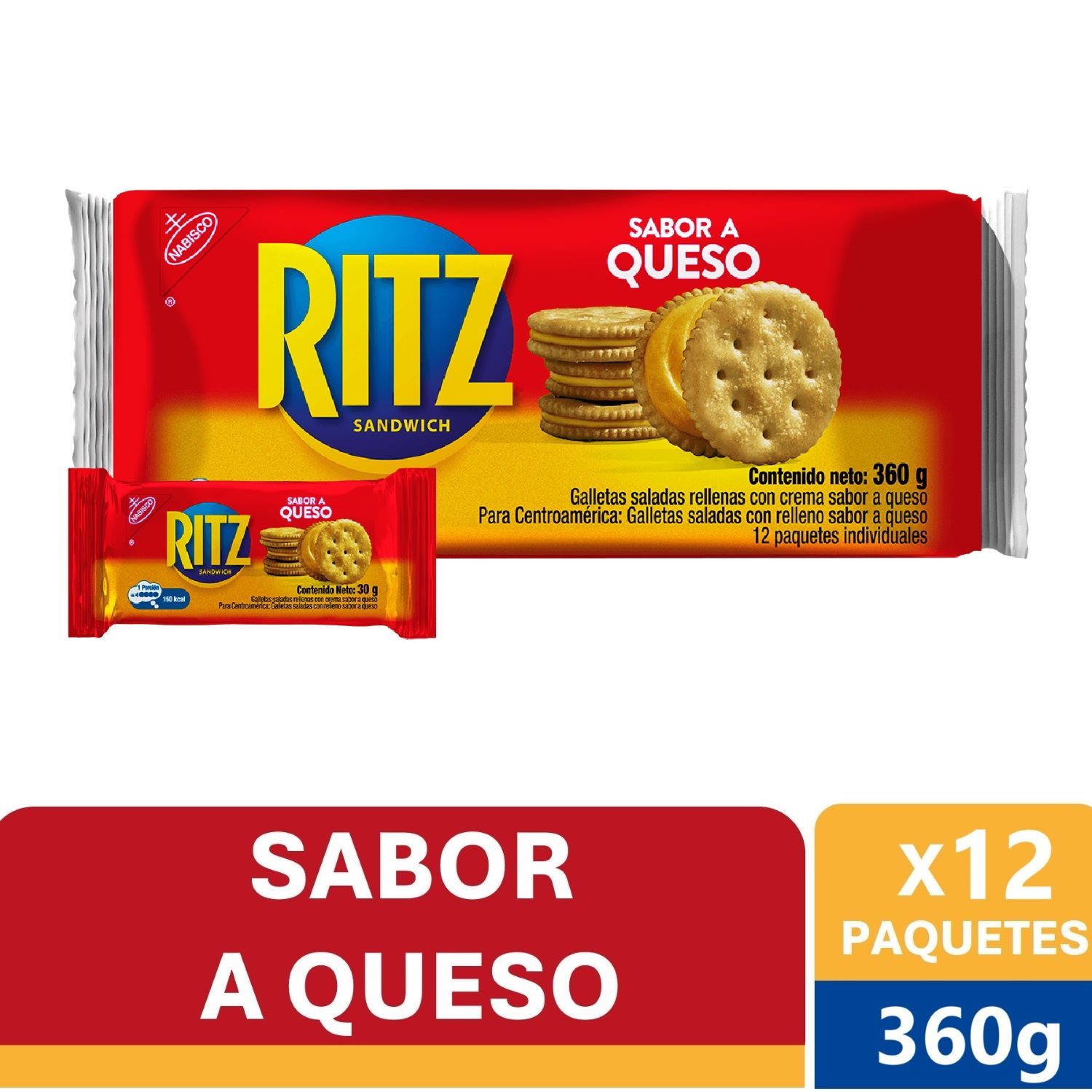 Galleta Salada Rellena Queso Nabisco Paquete 360 G | Auto Mercado